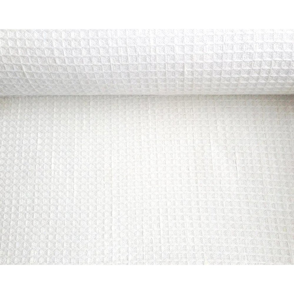 Waffle linen fabric White | darau.lt